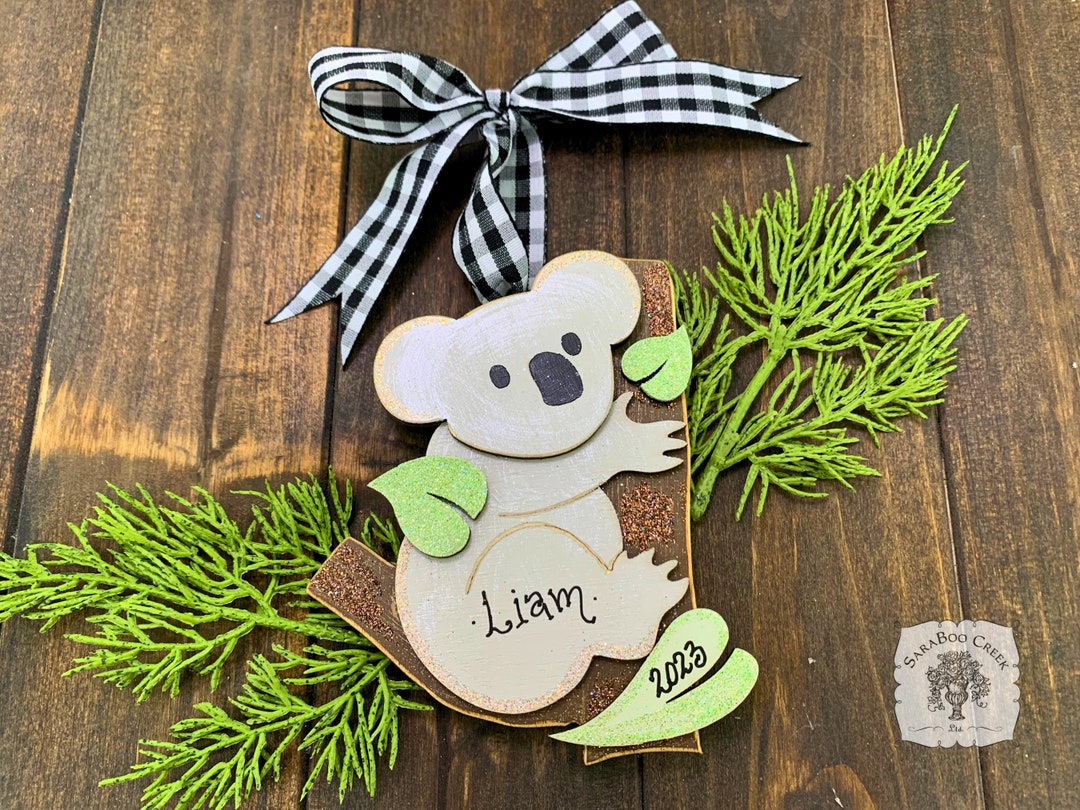 Personalized Koala Ornament - Handmade Wood Christmas Tree Ornament ...