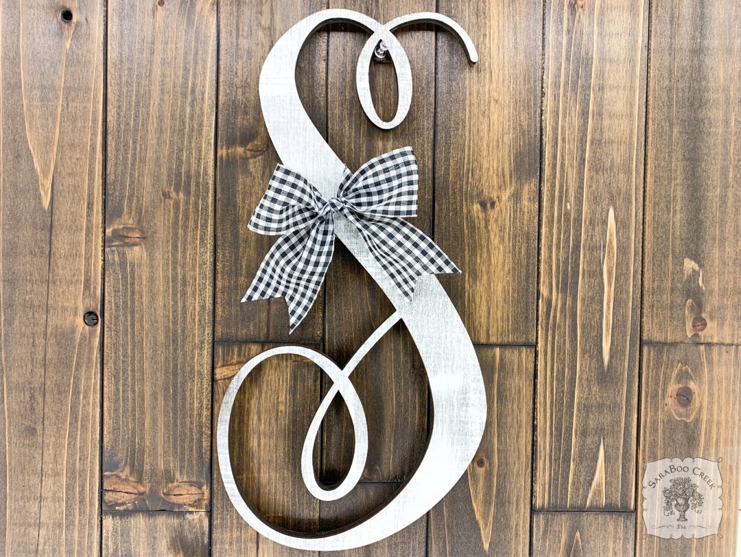 Initial Wall Art or Front Door Letter - Handmade Wood Monogram Letter ...