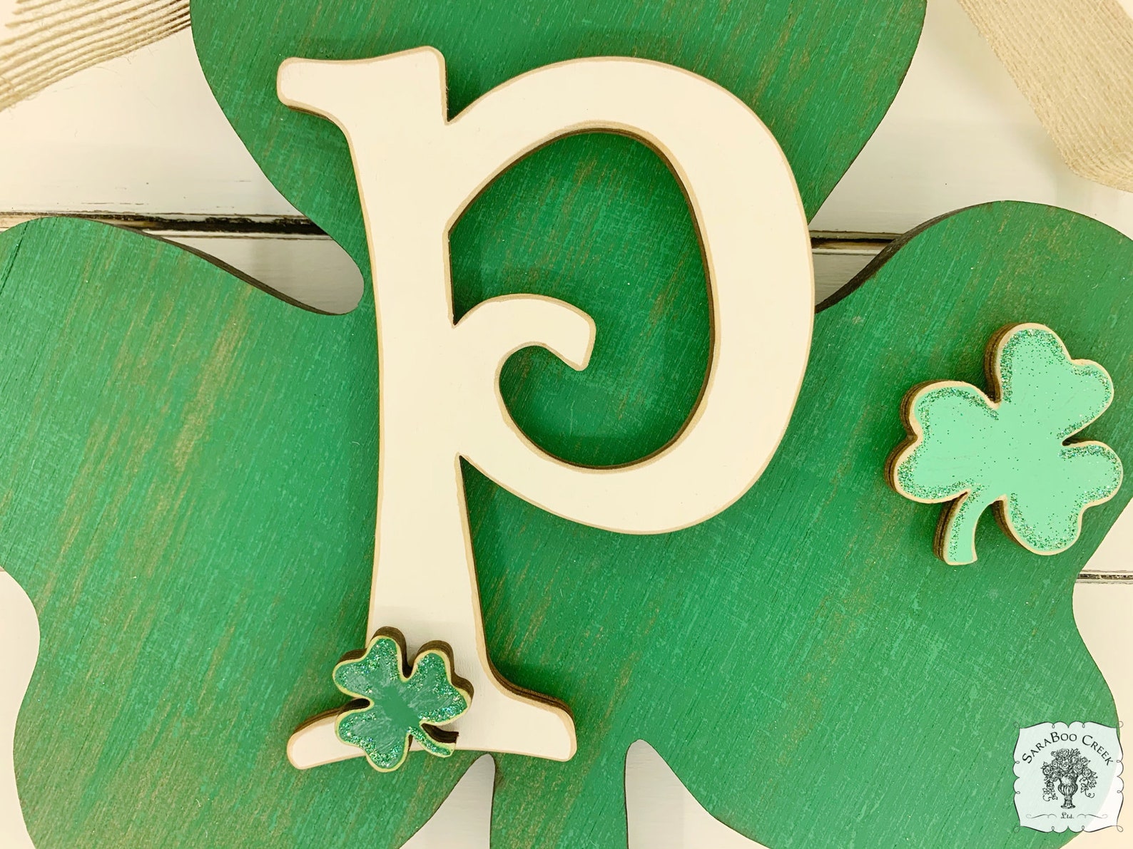 Initial Shamrock St Patricks Day Door Sign Last Name Shamrock | Etsy