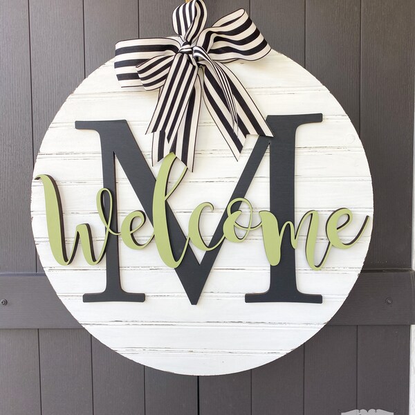 Initial Welcome Sign - Etsy