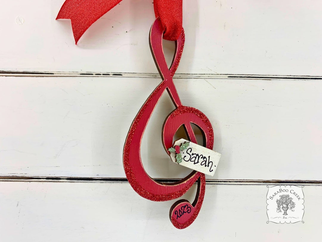 Treble Clef Music Ornament - Personalized Music Note Christmas Ornament ...