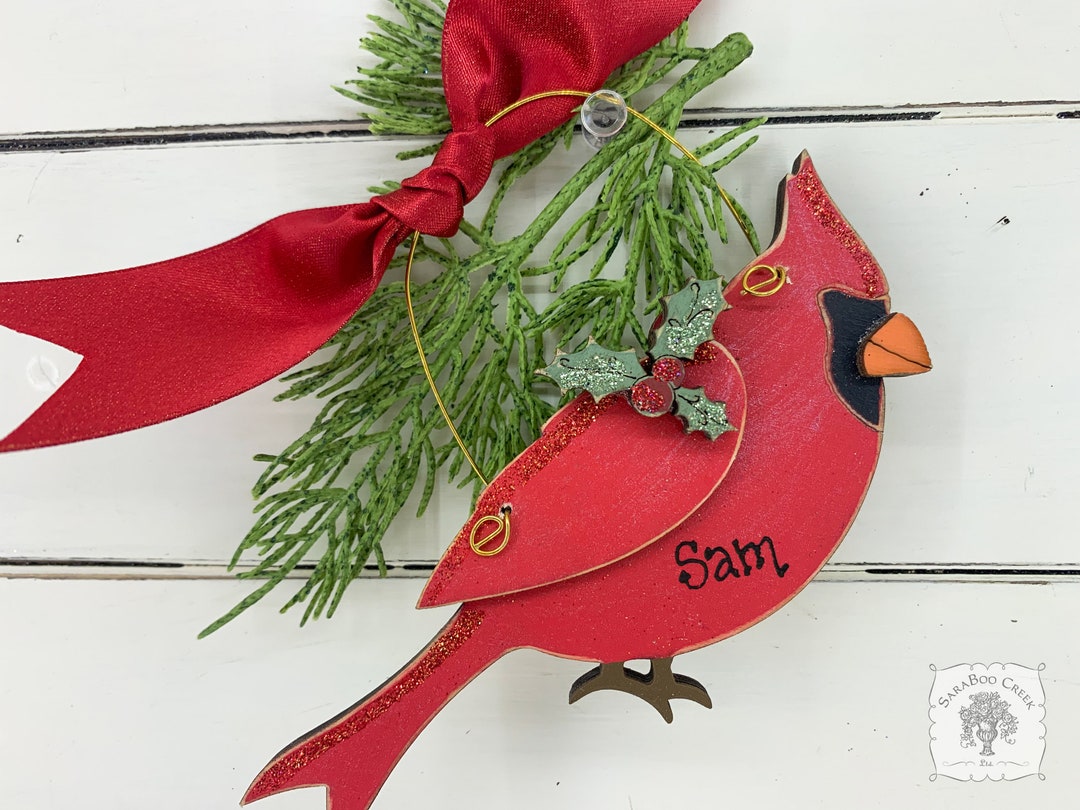Personalized Cardinal Christmas Ornament - Handmade Wood Memorial ...