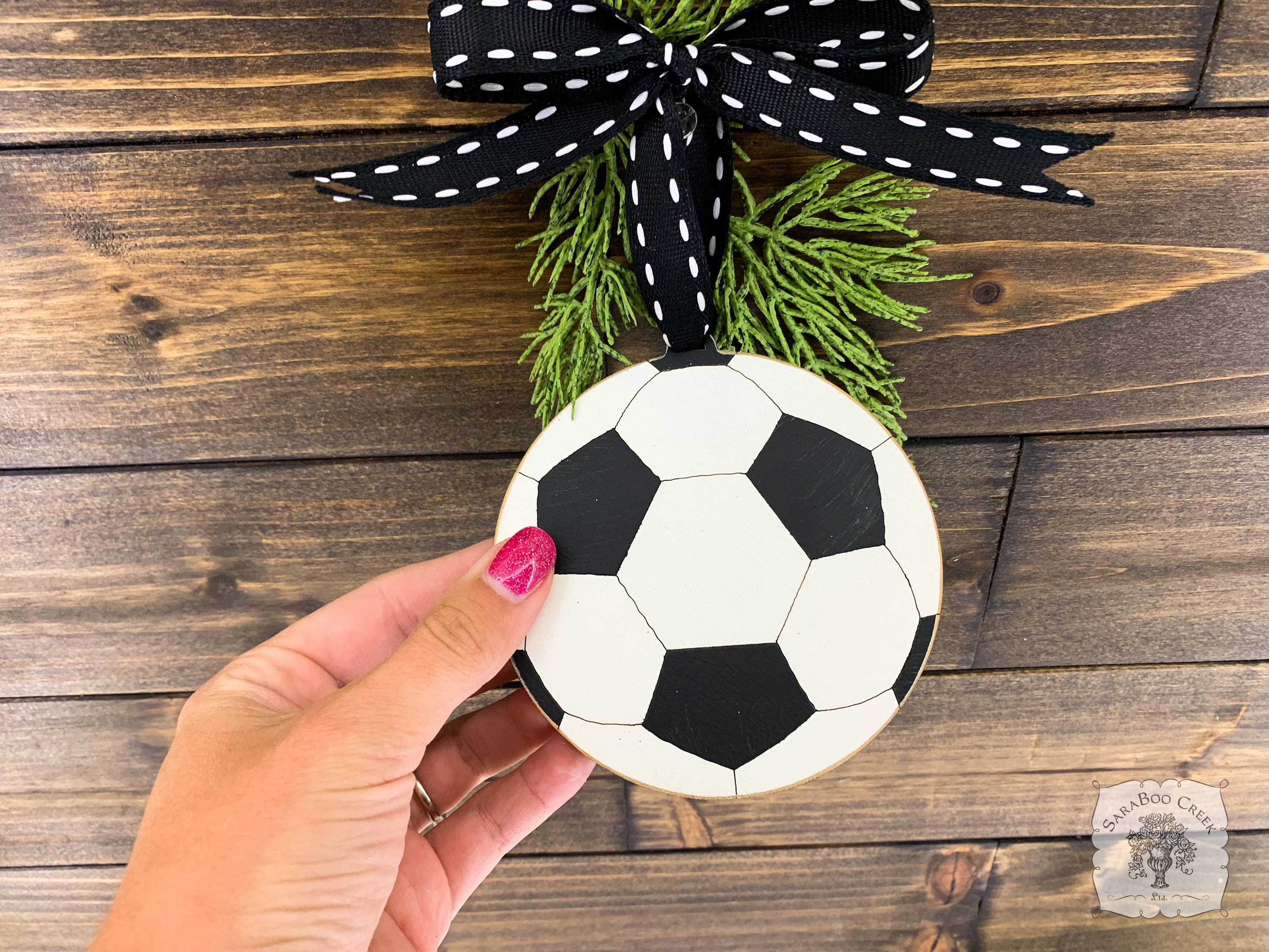 Personalized Soccer Ornament - Handmade Wood Soccer Ball Christmas ...