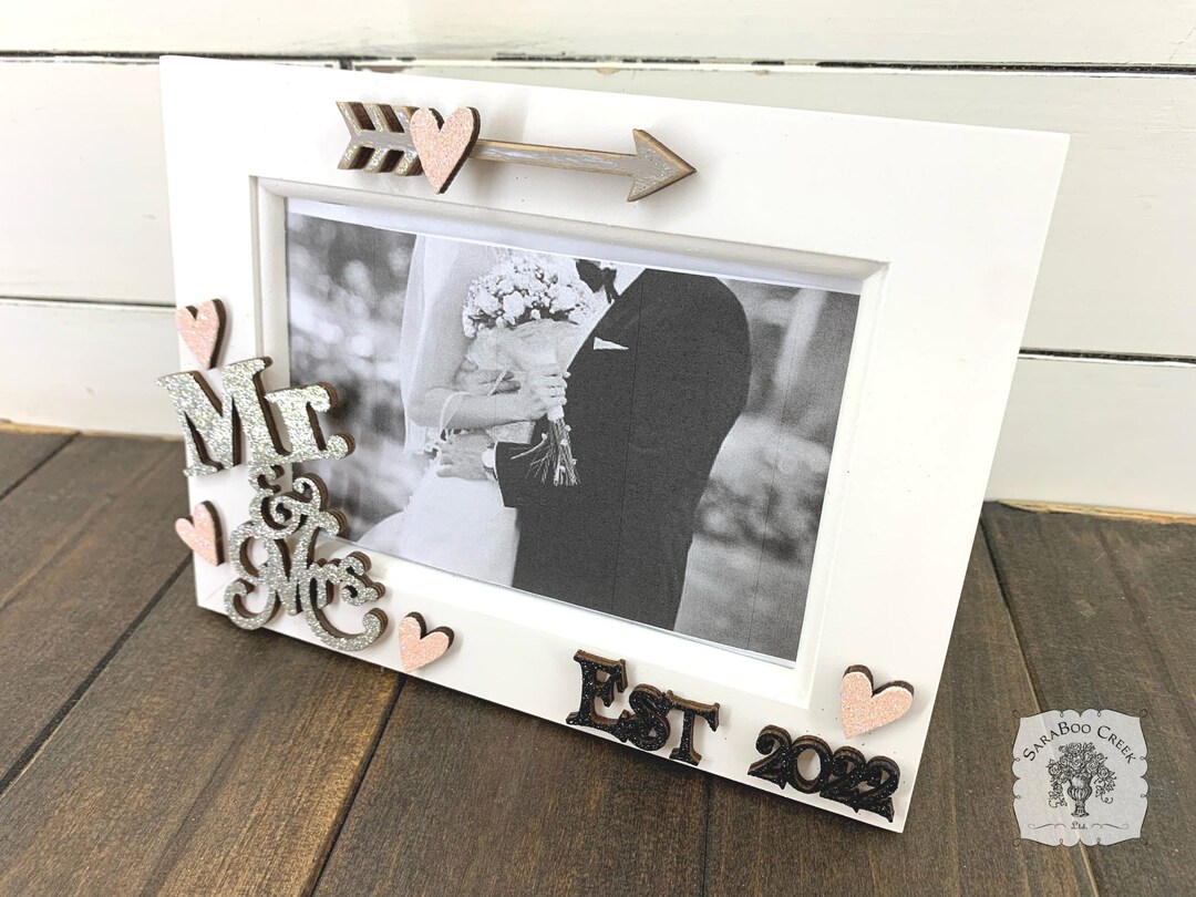 Handmade Wood Wedding Picture Frame: Mr & Mrs, Est. 2026 - Etsy