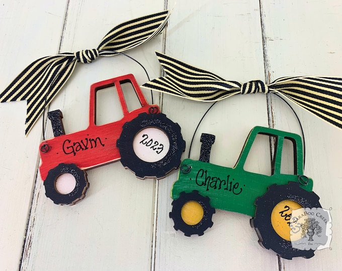 Tractor Ornament, Personalized Christmas Ornament for Boy, Dad, Grandpa ...