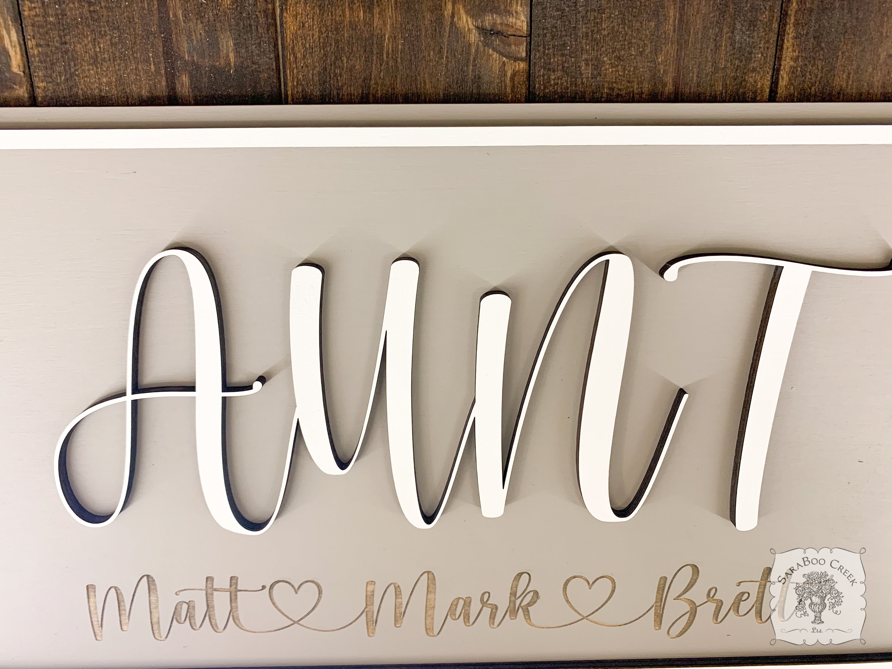 Aunt Gift Aunt Sign with Engraved Children's Names | Etsy