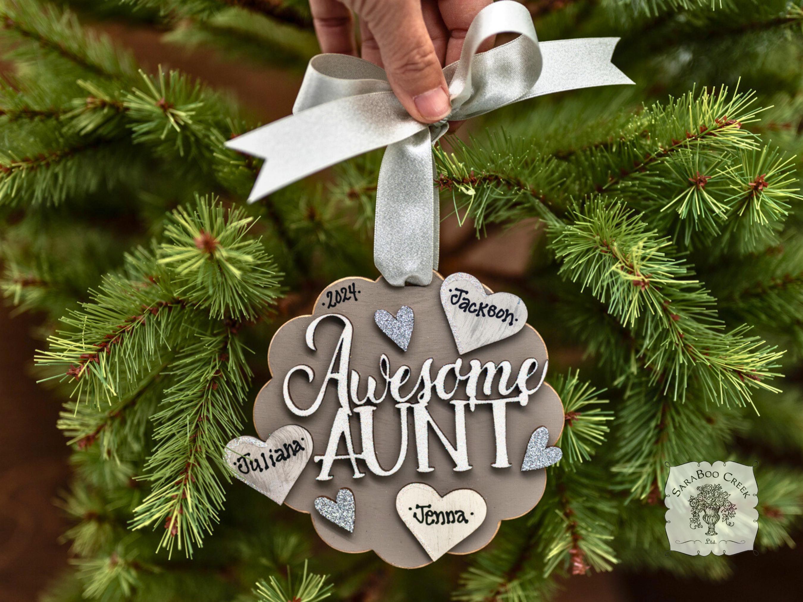 Aunt Ornament With 1-5 Personalized Hearts Adding Niece and Nephew ...