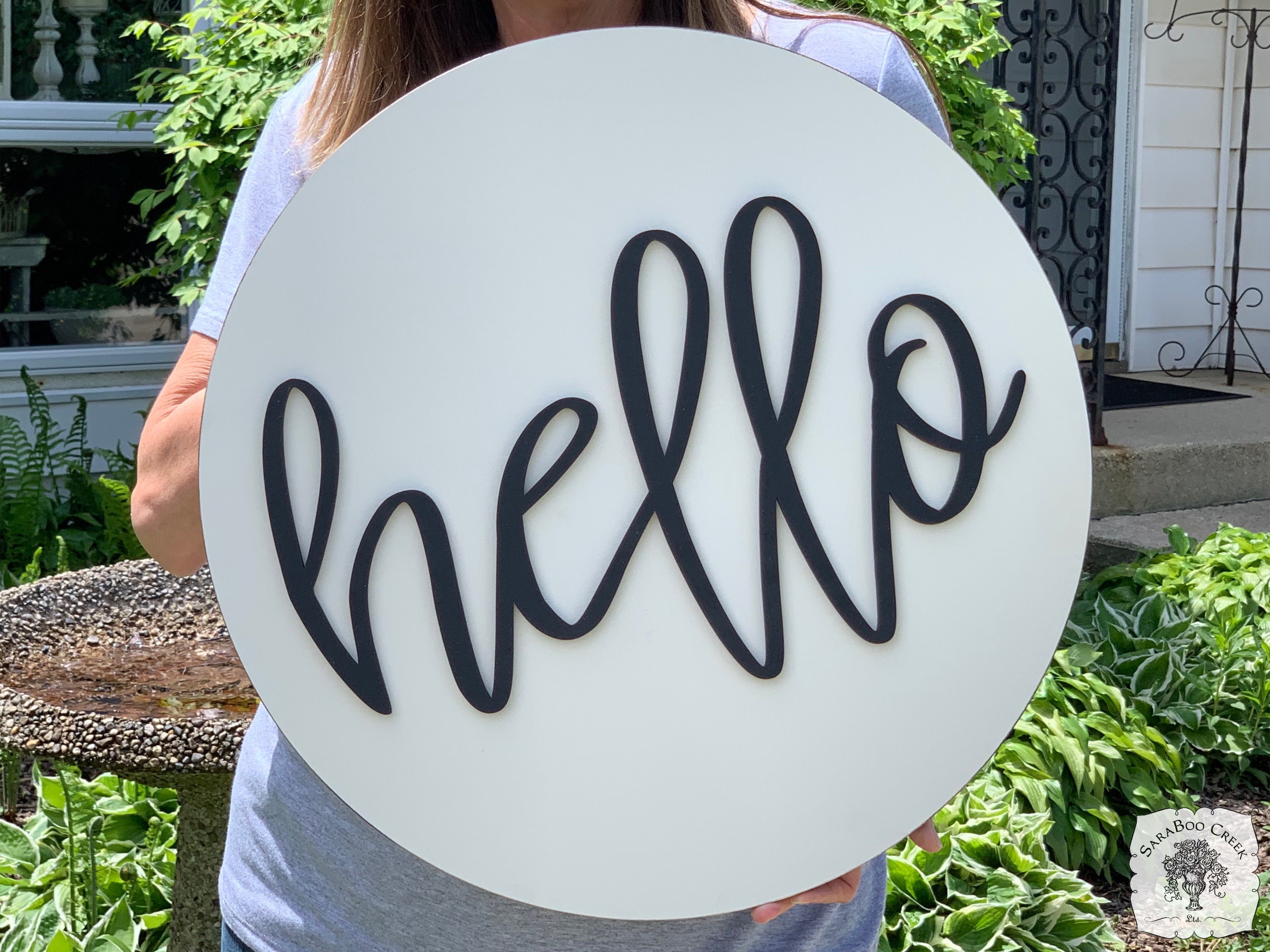 Hello Front Door Sign Round Hello Sign Custom Door Sign - Etsy UK