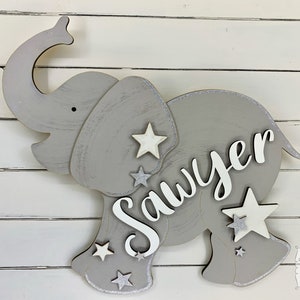 20" Large Elephant Wall or Door Sign, Safari or Jungle Nursery Decor ...