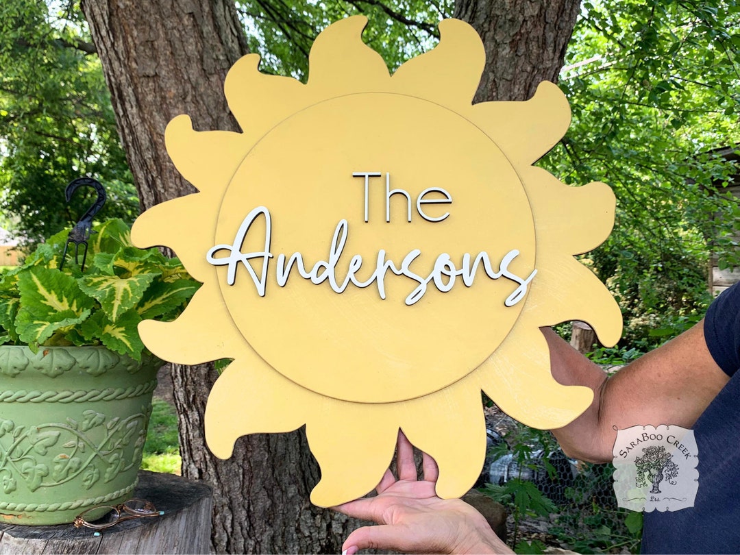 Sun Door Hanger With Custom Word or Name; Sunshine Front Door Decor or ...