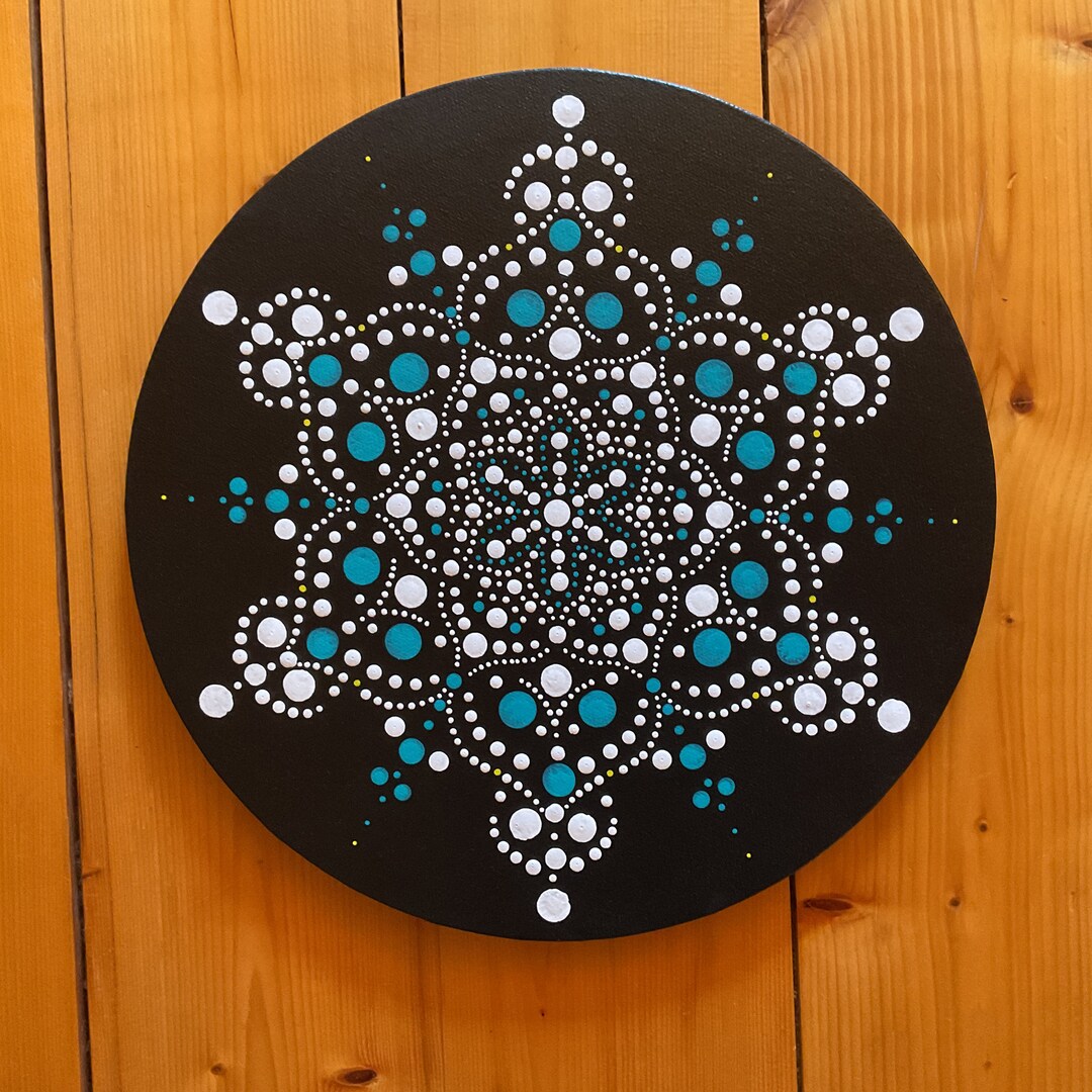 12-inch Round Canvas Mandala Hand Painted Wall Hanging One of a Kind - Etsy