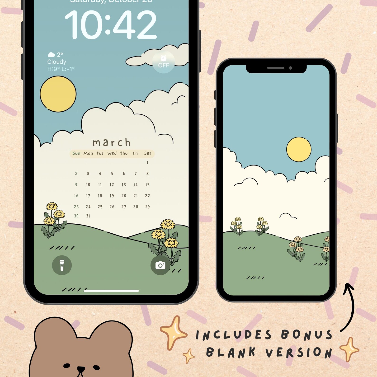 2025 March Calendar iPhone Wallpaper | Cute Aesthetic (digital Download ...