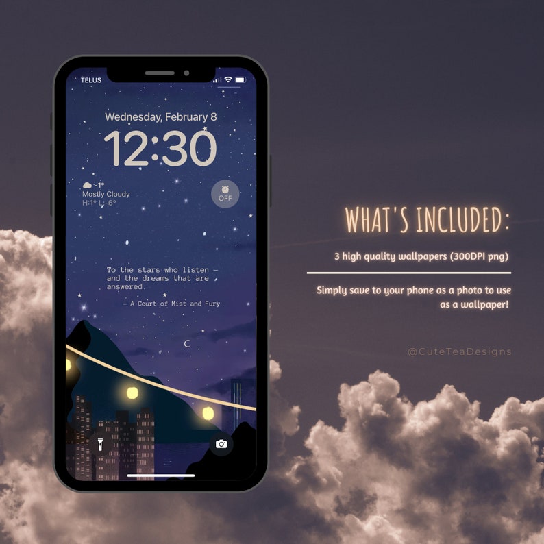 Velaris City of Starlight Phone Wallpaper: ACOTAR Night Court (digital ...