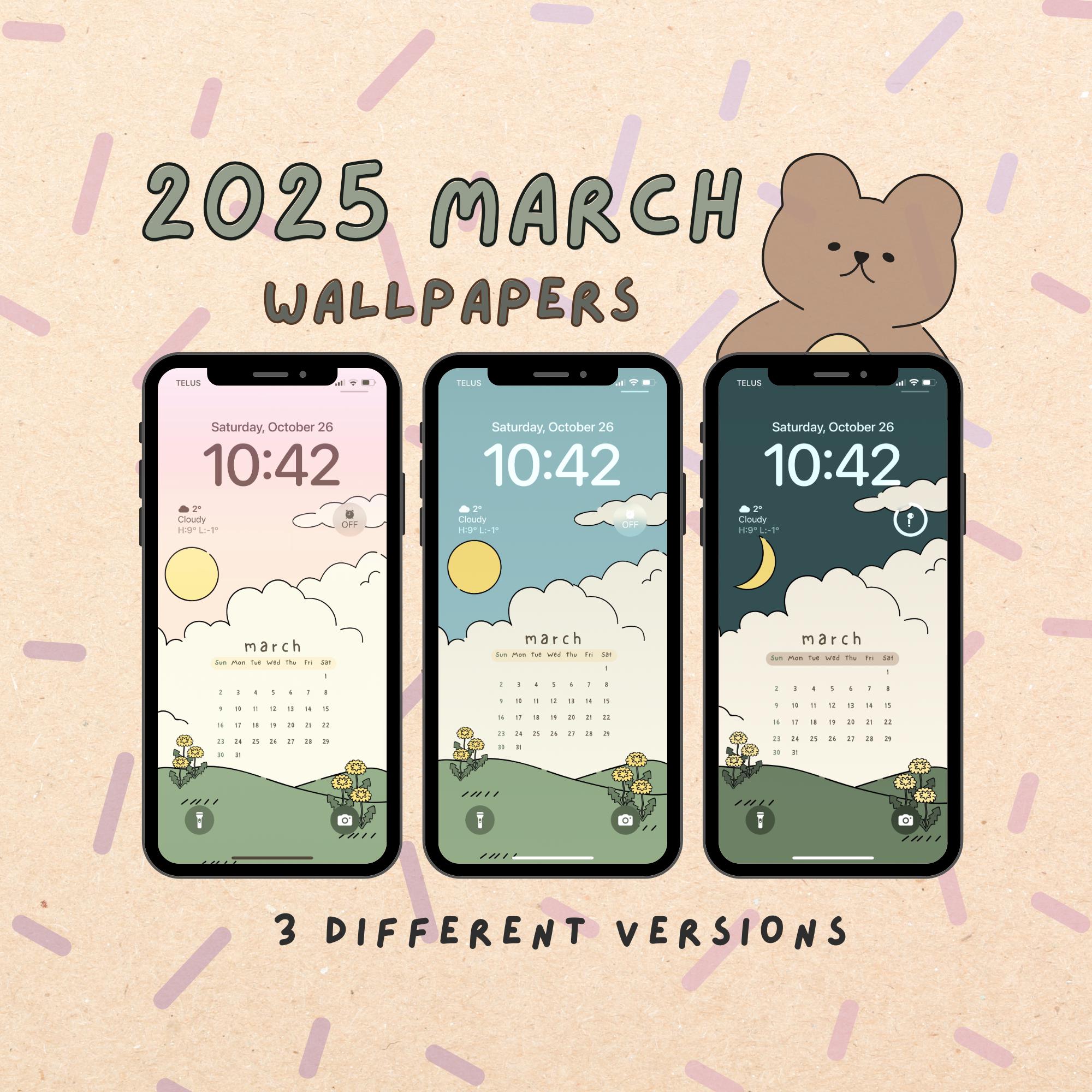 2025 March Calendar iPhone Wallpaper | Cute iPhone Wallpaper, Minimal ...