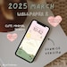 2025 March Calendar iPhone Wallpaper | Cute Aesthetic (digital Download ...