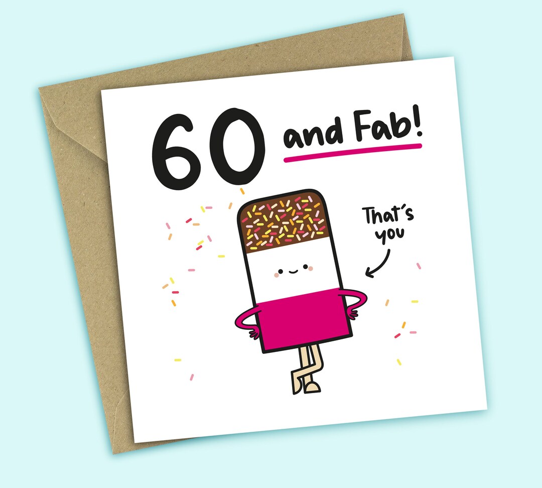 60th Birthday Card 60 and Fab - Etsy