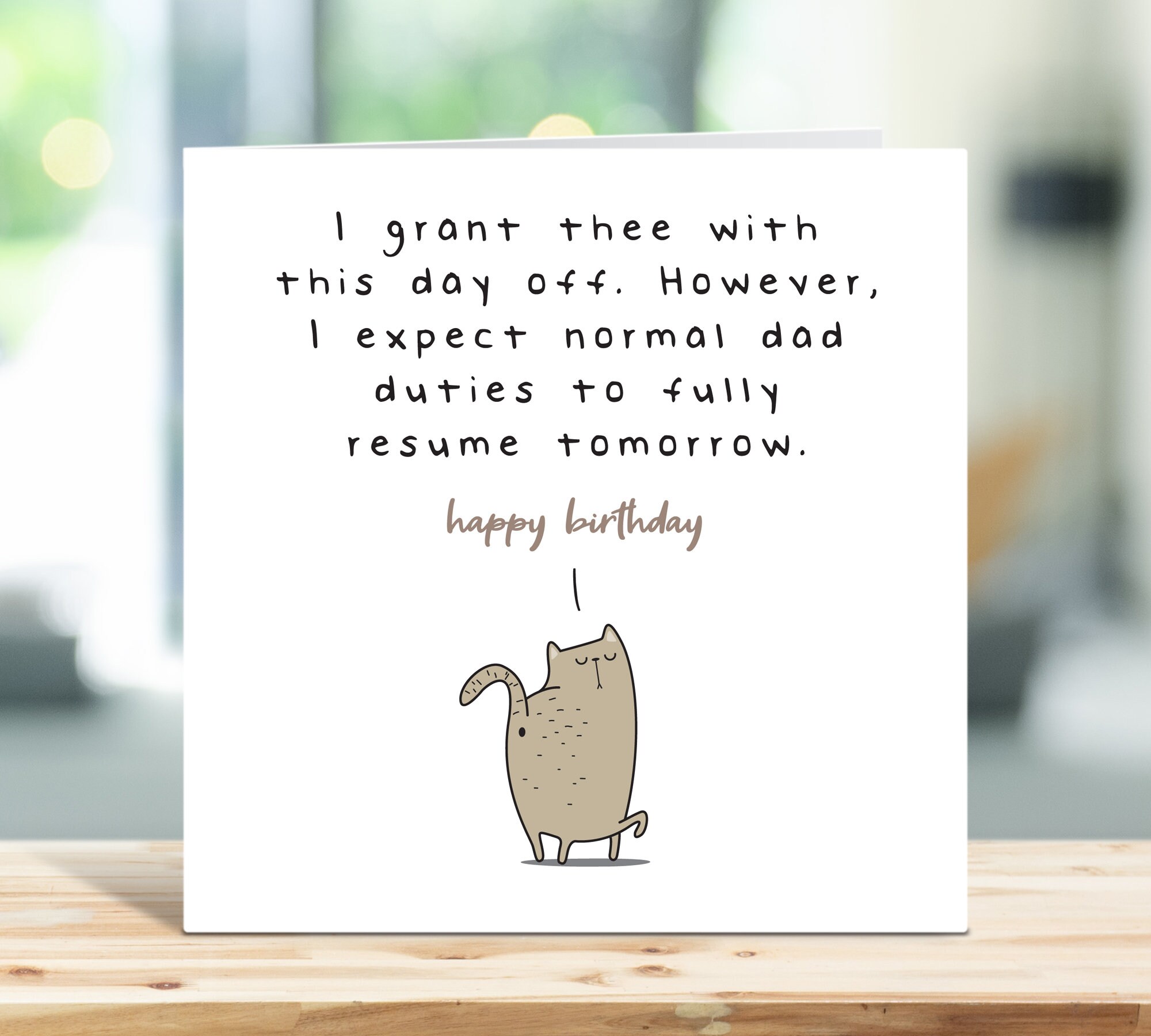 Funny Cat Dad Birthday Card Dad Birthday Card From the Cat - Etsy
