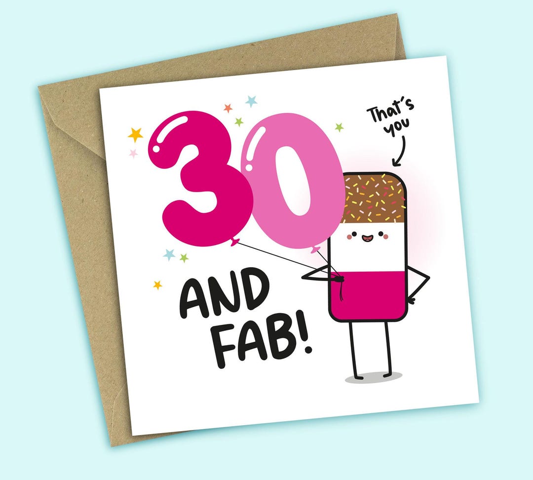 Funny 30th Birthday Card: 30 and Fab! - Etsy UK