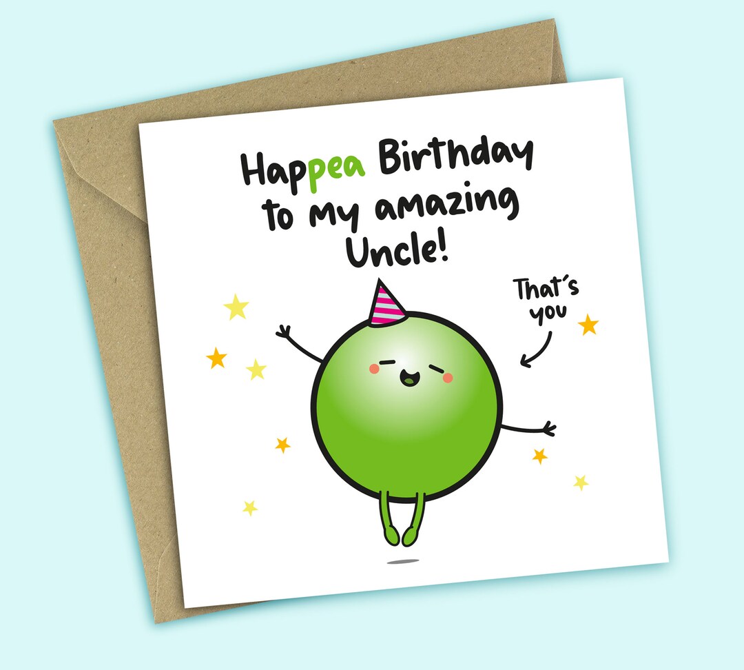 Uncle Birthday Card Hap-pea Birthday to My Amazing Uncle - Etsy