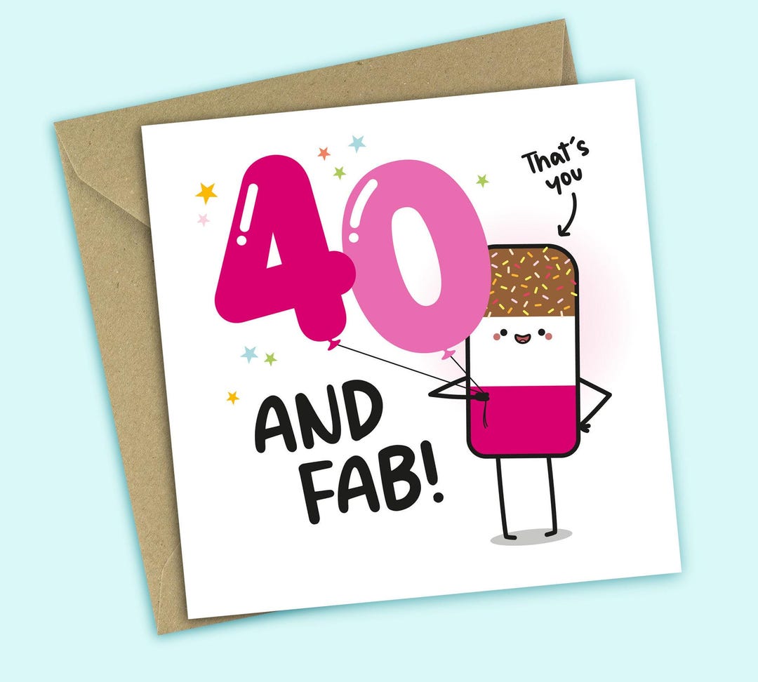 40th Birthday Card: 40 and Fab, for Her or Him - Etsy UK