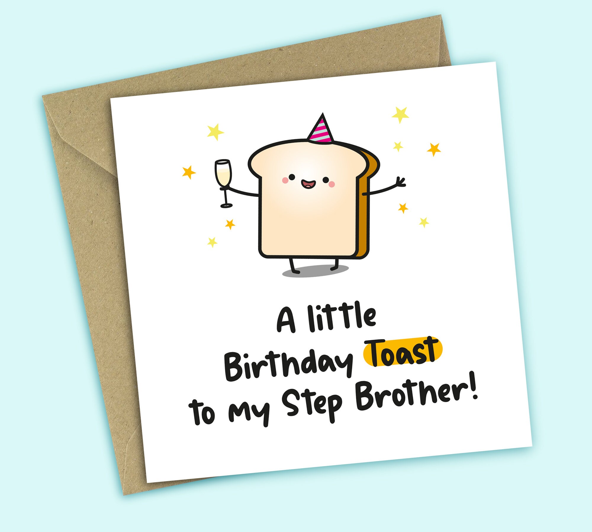 Step Brother Birthday Card A Little Birthday Toast to My - Etsy