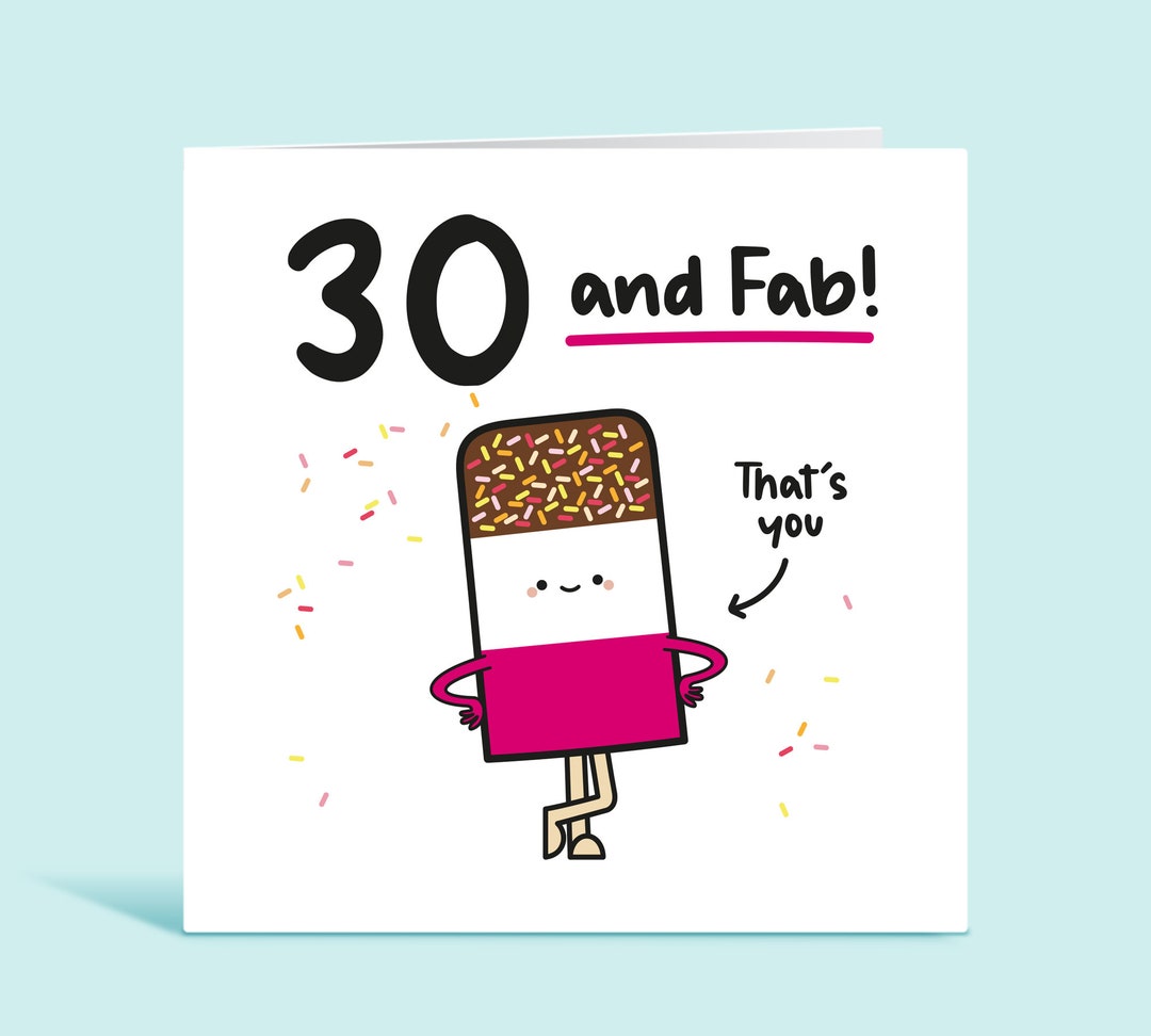 30 and Fab 30th Birthday Card Funny Card Age 30 Card - Etsy