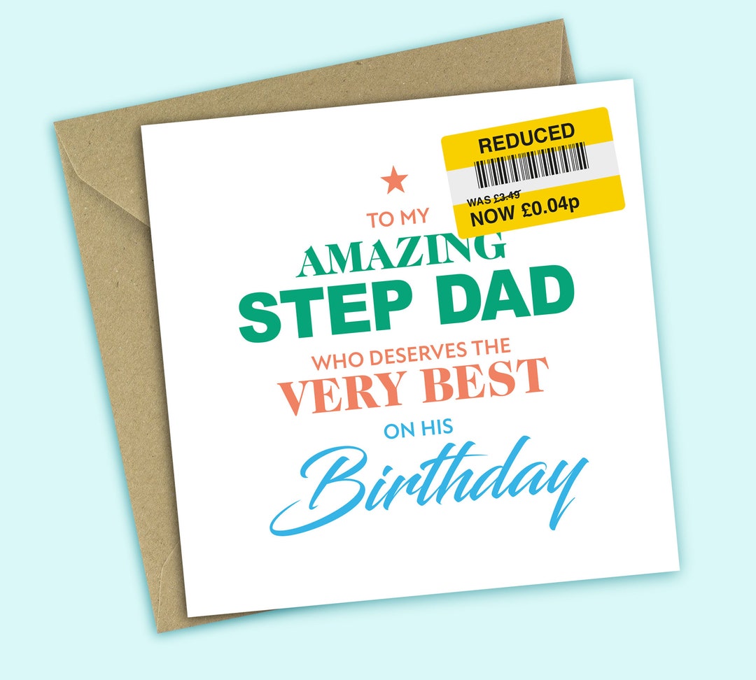 Step Dad Birthday Card Funny Birthday Card, for Step Dad, for Him - Etsy