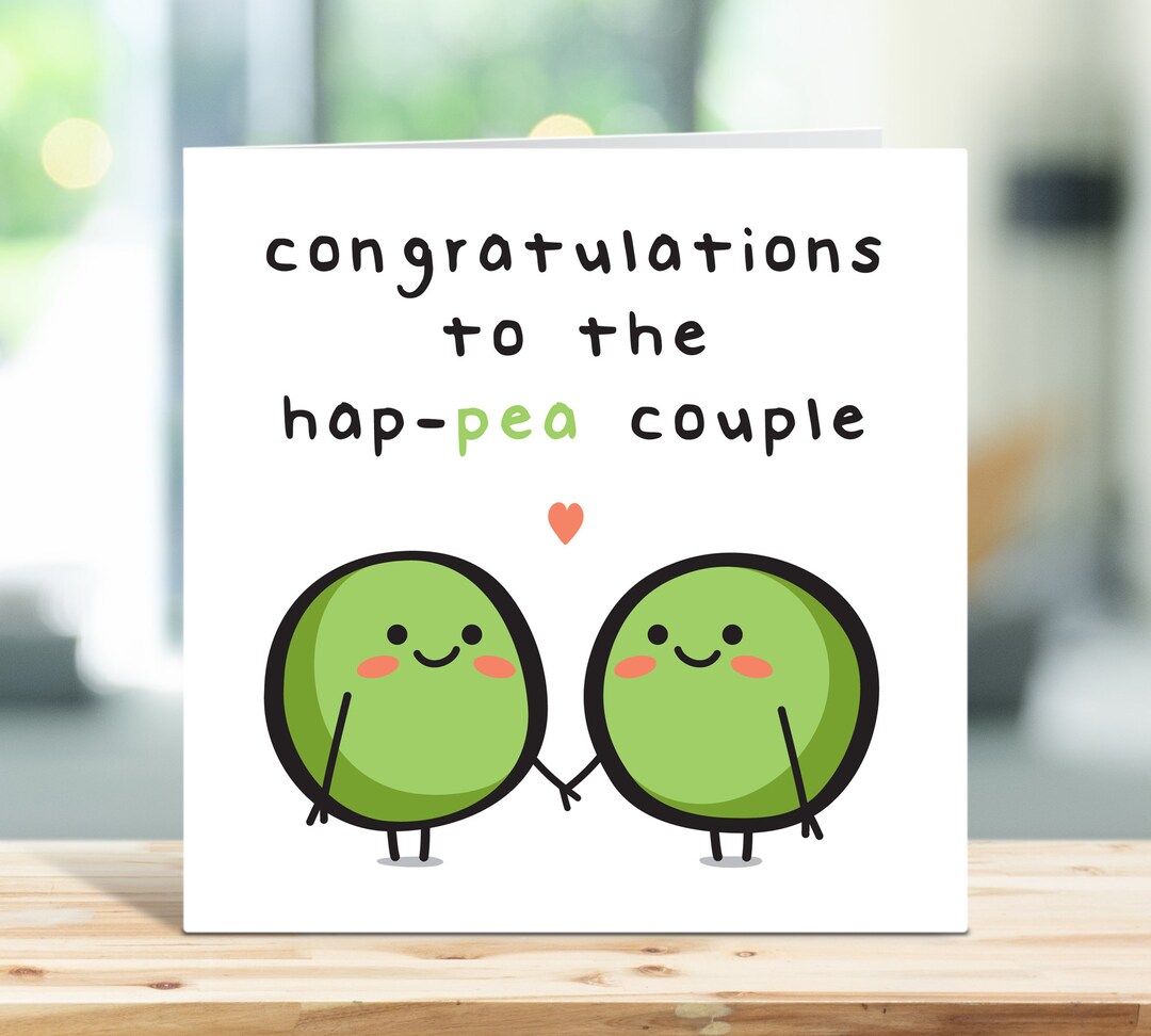 Congratulations to the Hap-pea Couple Wedding Card - Etsy