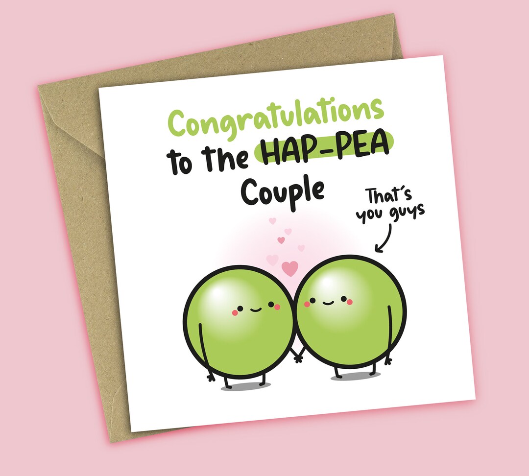Congratulations to the Hap-pea Couple, Wedding Card, Engagement Card ...