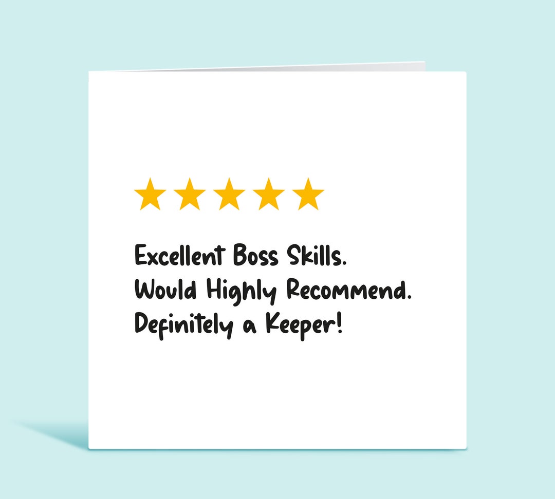 Boss Card Excellent Boss Skills, Boss Birthday Card, Thank You Card for ...