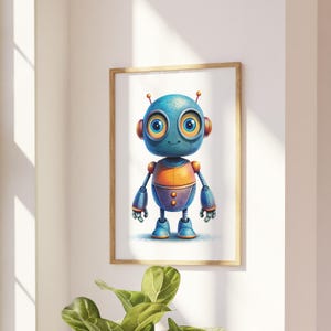 Cute Robot Print for Kids, Robot Poster, Robot Wall Art, Robot ...