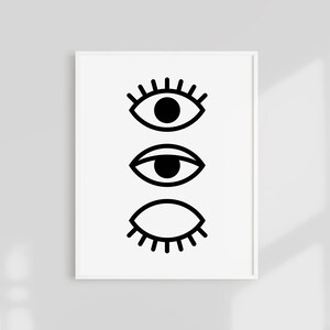 Eyes Print, Eyelashes Poster, Eye Printable, Scandinavian Print, Sleepy ...