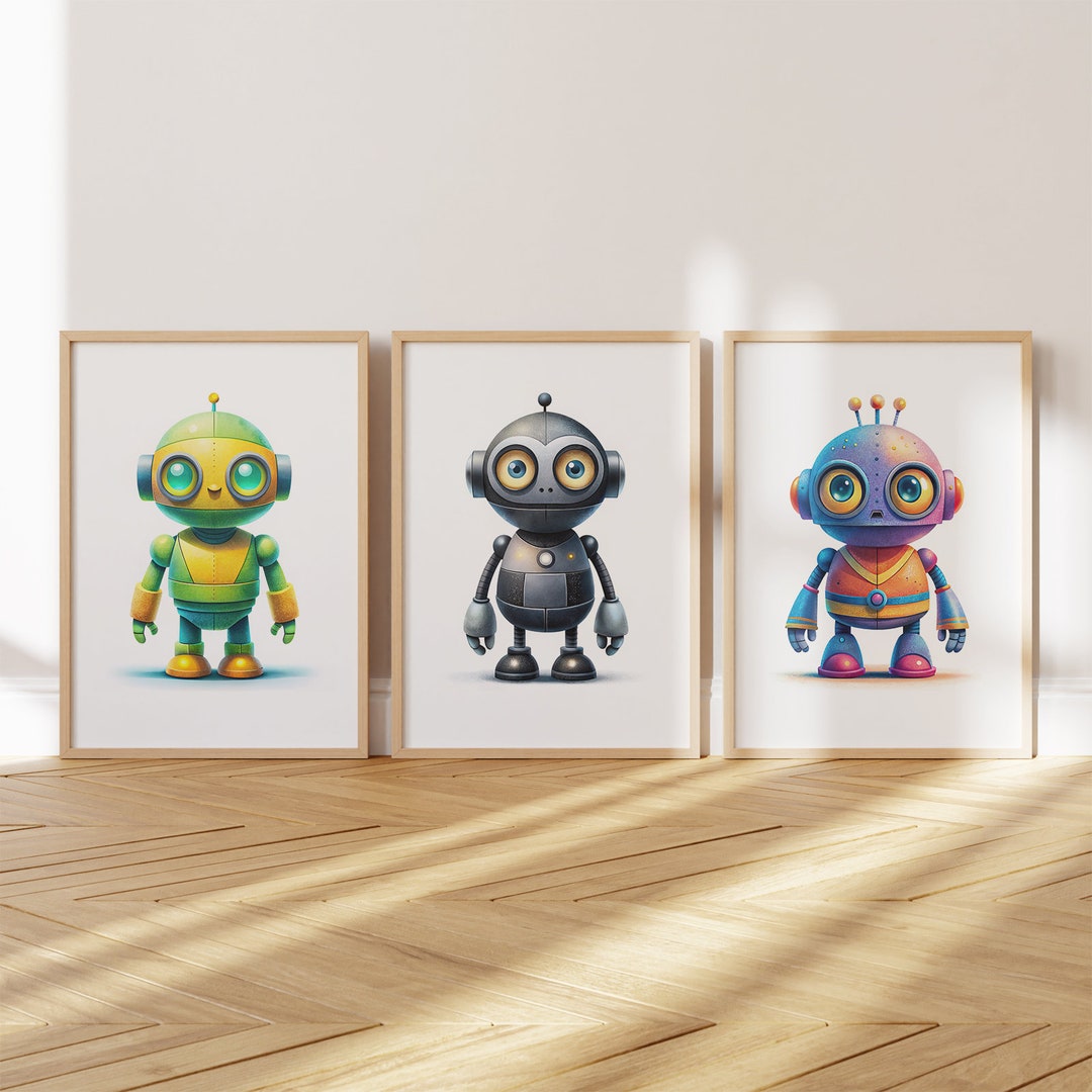 Robot Posters, Robot Wall Decor, Set of 3 Prints, Robot Printable ...