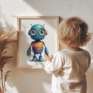 Cute Robot Print for Kids, Robot Poster, Robot Wall Art, Robot ...