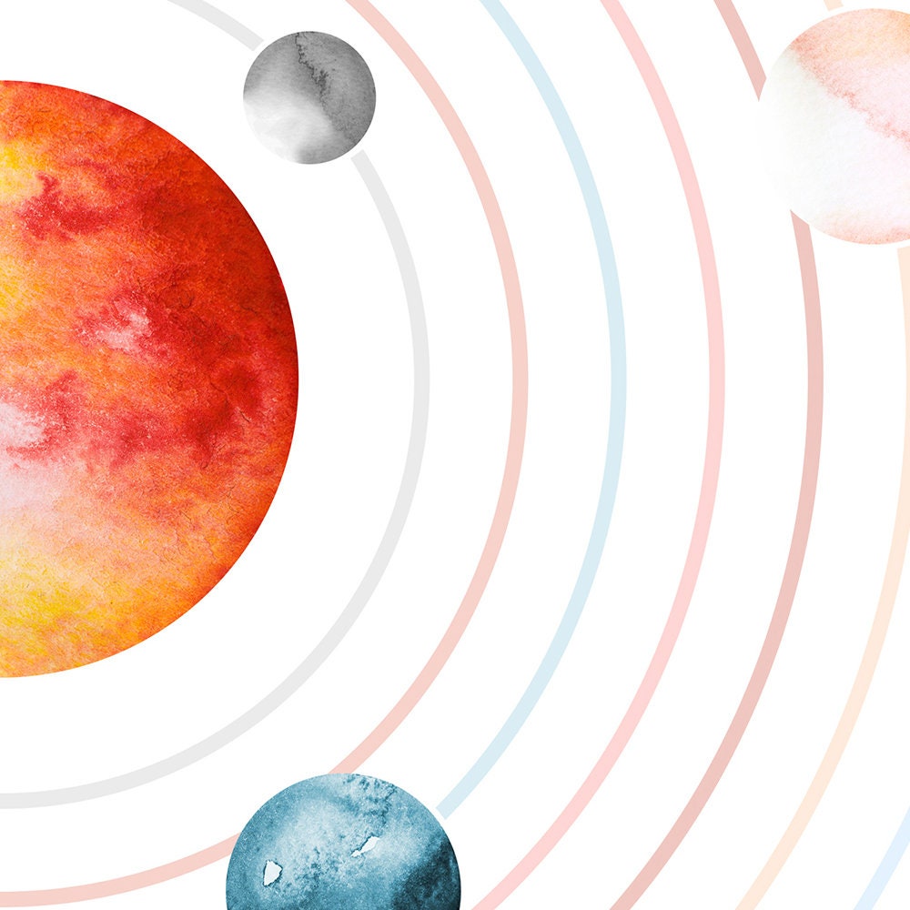 Solar system print Watercolor planets Space Poster Planets | Etsy
