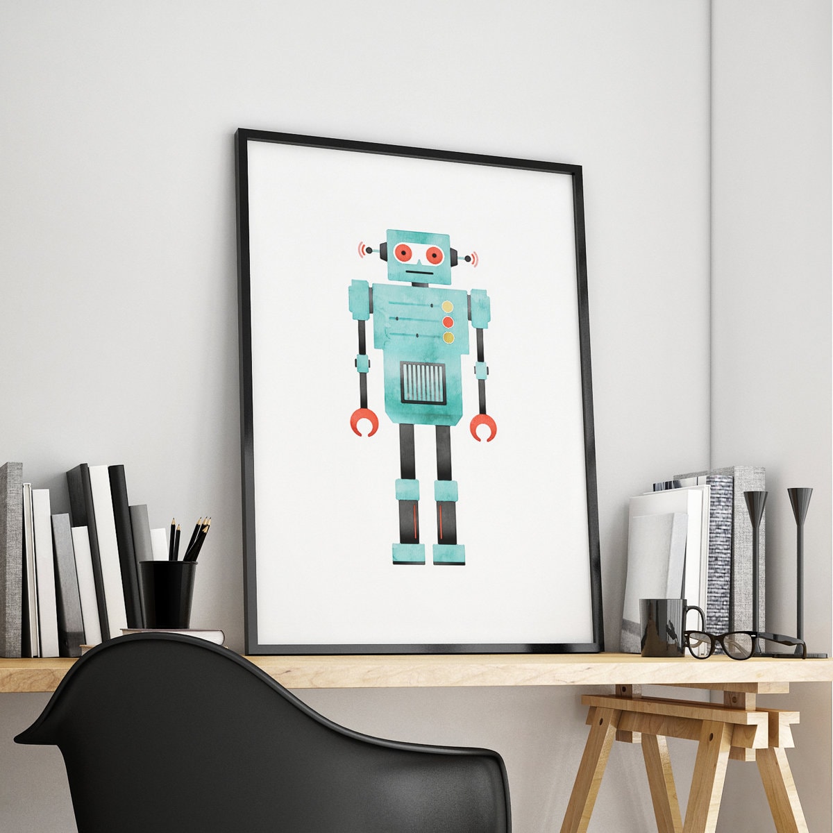 Robot Print Robot Posters Set Of 2 Prints Boys Room Decor | Etsy