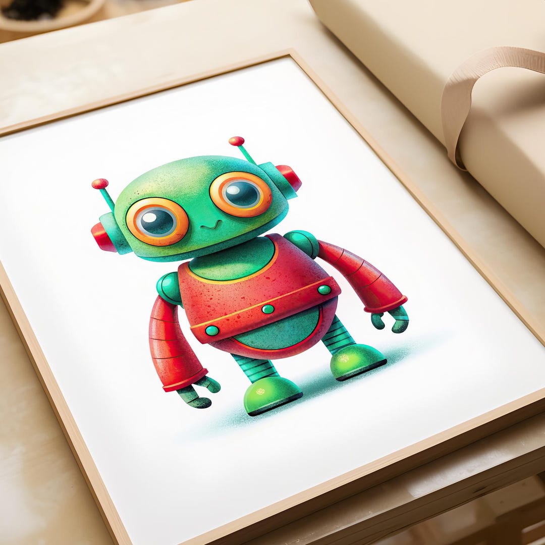 Robot Wall Art, Robot Nursery Print, Robot Posters, Colorful Decor Art ...