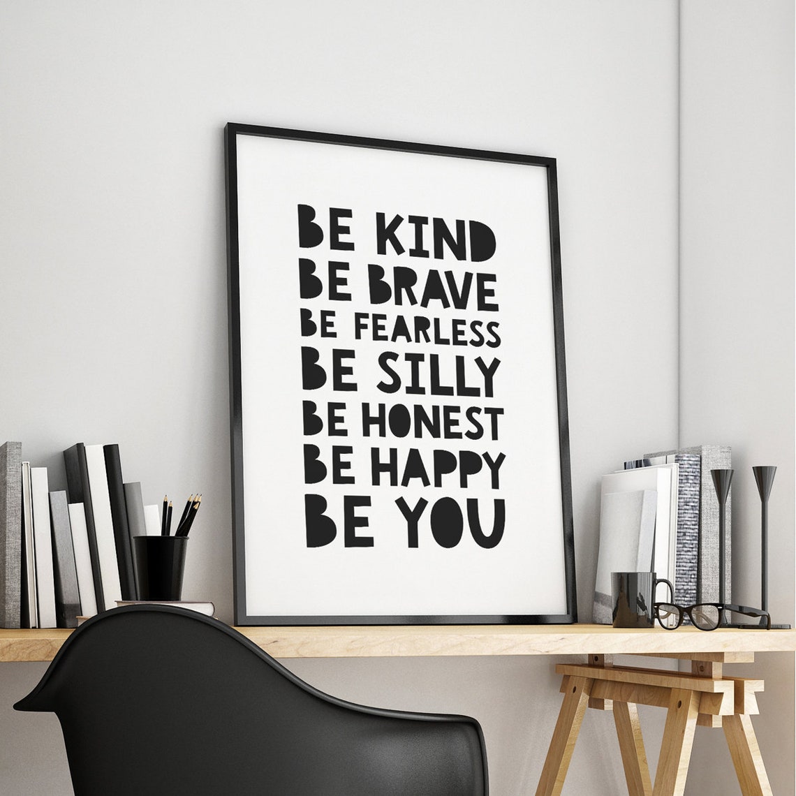 Printable Kids Wall Art Be Kind Be Brave Be You Nursery | Etsy