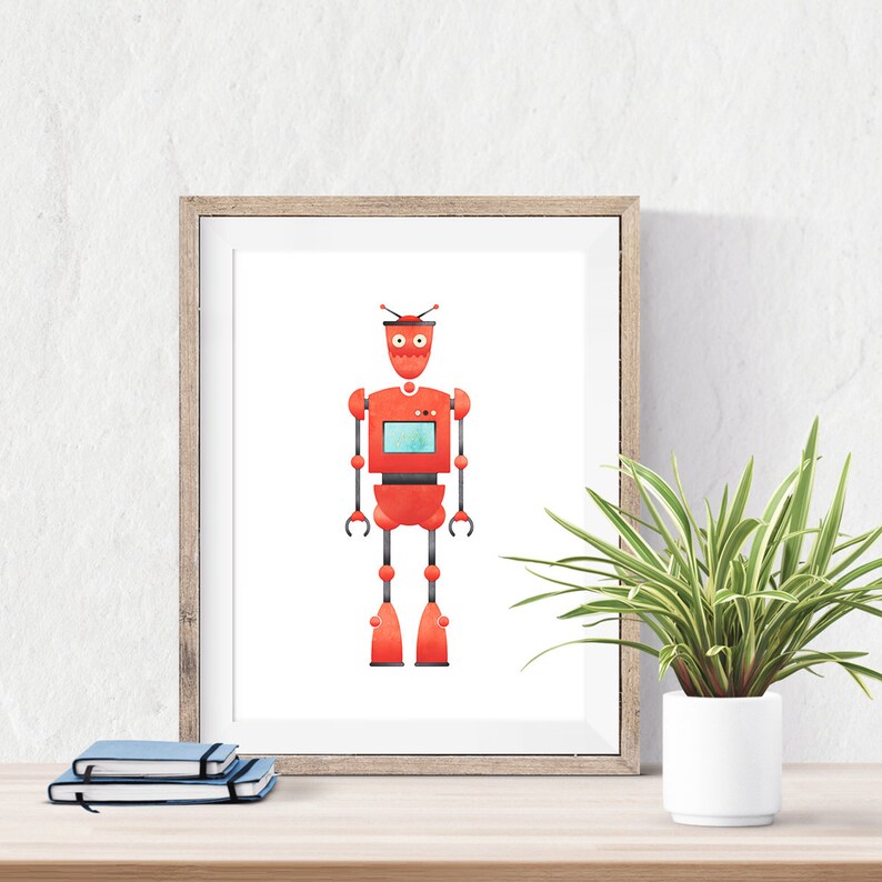 Robot Poster Robot Wall Art Robot Printable Robot Nursery - Etsy