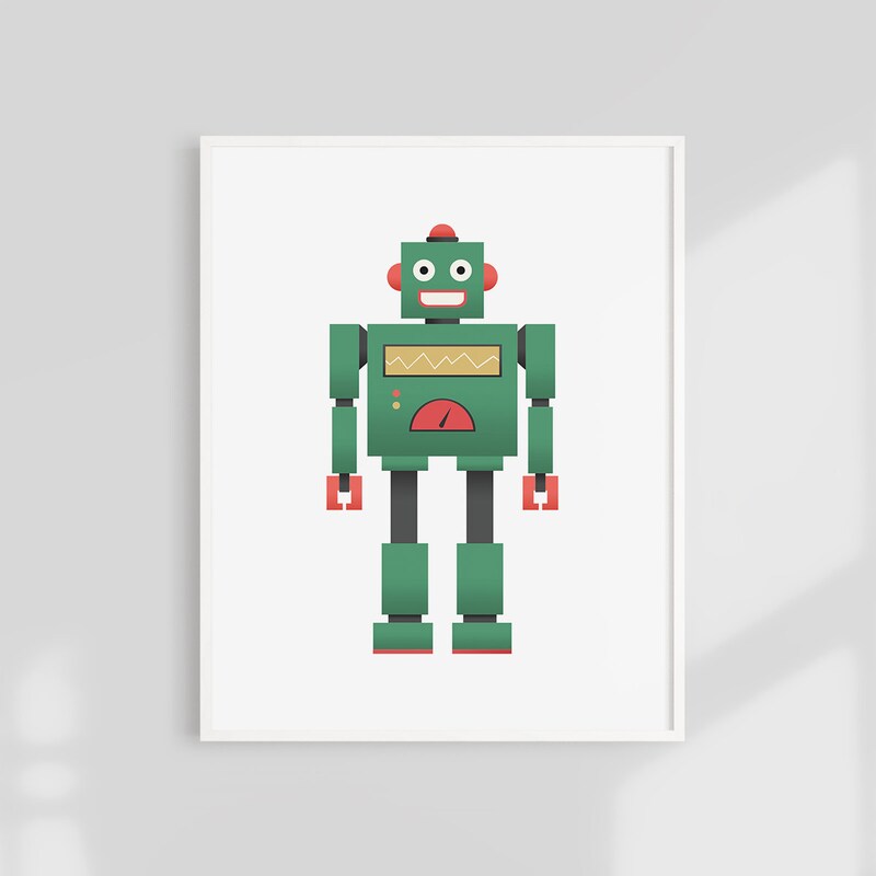 Retro Robot Art - Etsy