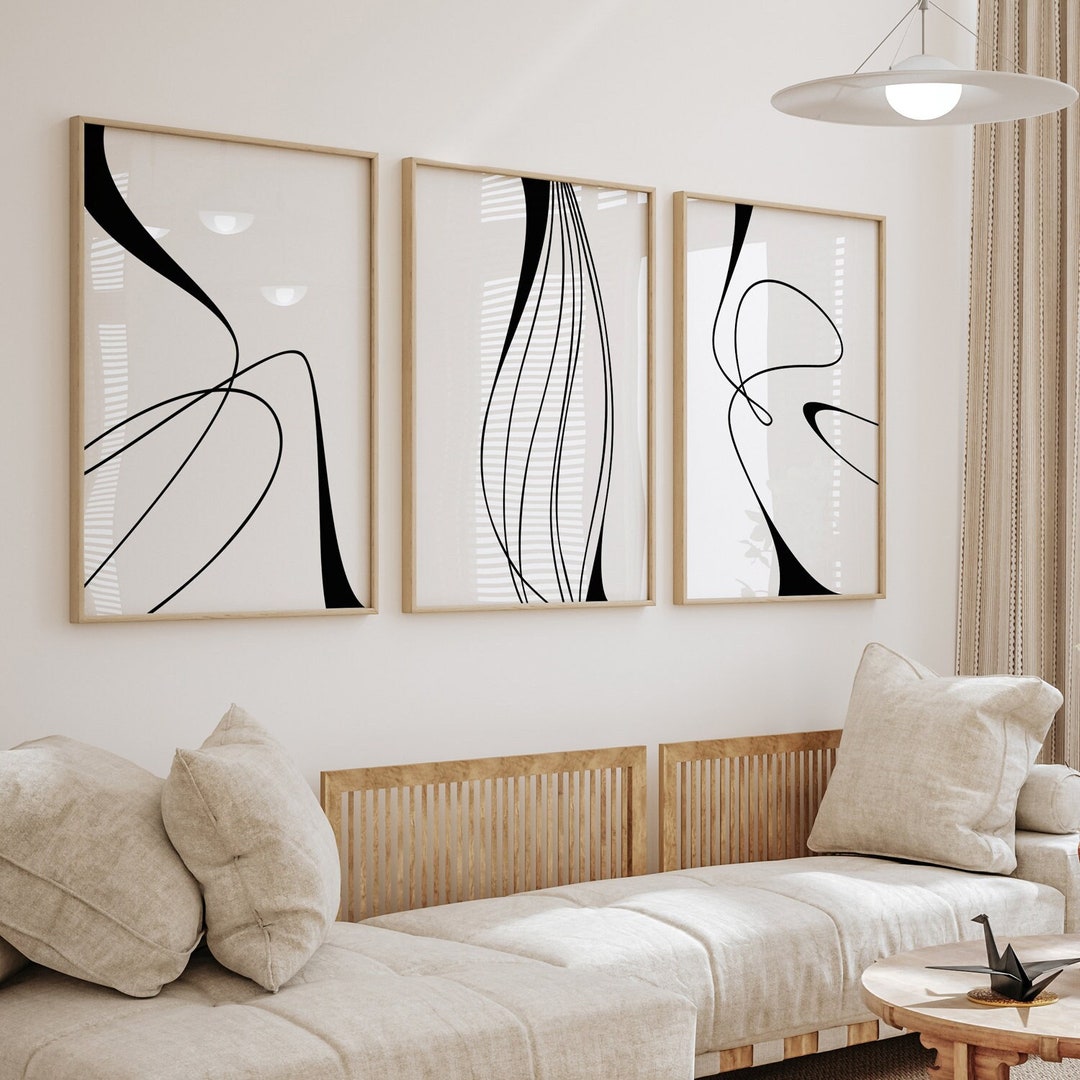 Abstract Prints Set of 3, Line Art Prints, Abstract Line Art ...