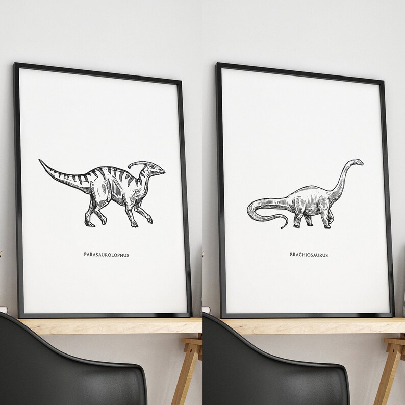 Dinosaur Print Dinosaur Wall Art Set of 10 Prints Dinosaur | Etsy
