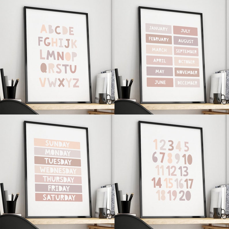 Neutral Classroom Decor Educational Prints Set of 4 - Etsy