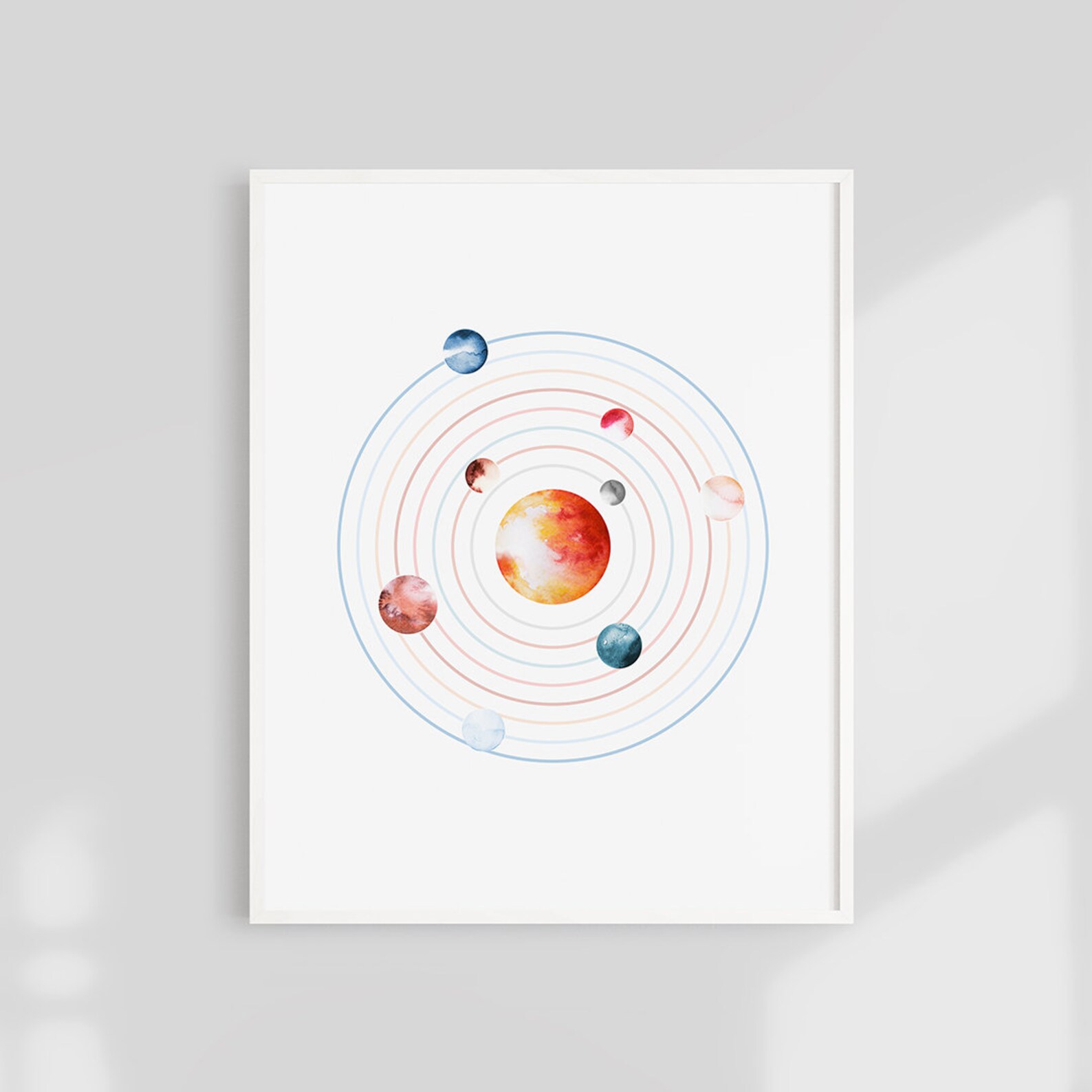 Solar System Print Watercolor Planets Space Poster Planets | Etsy