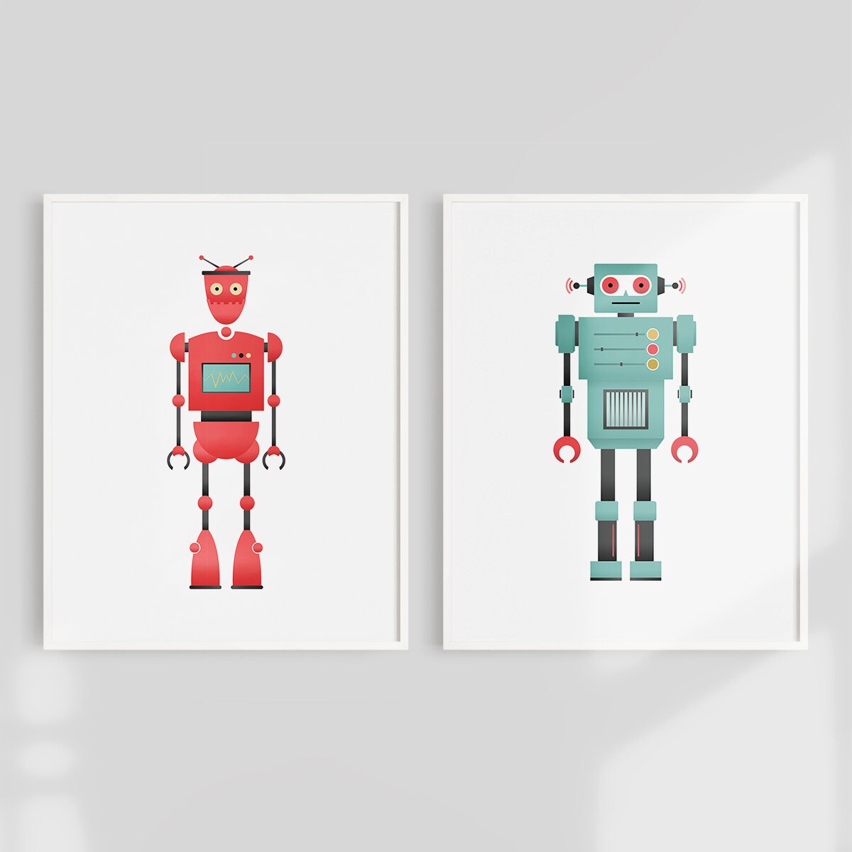 Robot Wall Art Set Of 2 Prints Robot Kids Room Decor Robot | Etsy