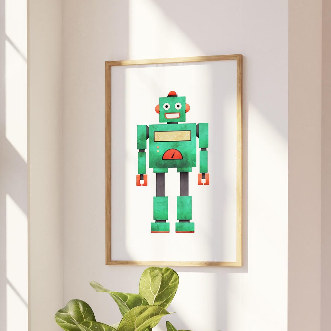 Robot Wall Art, Cute Robot Printable Art, Boys Room Wall Decor, Nursery ...