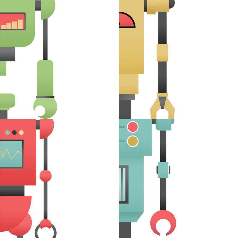 Kids Robot Art Robot Room Decor Robots Wall Art Set of 4 - Etsy