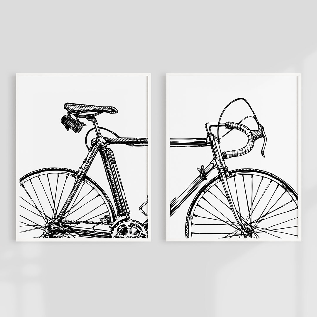 Bike Poster Bicycle Print Set of 2 Prints Bicycle Wall Art | Etsy