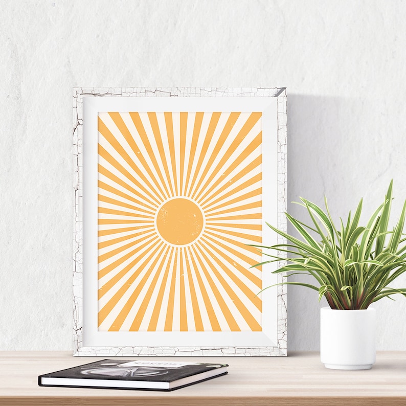 Sun Print Abstract Sun Wall Art Sun Rays Print Printable | Etsy