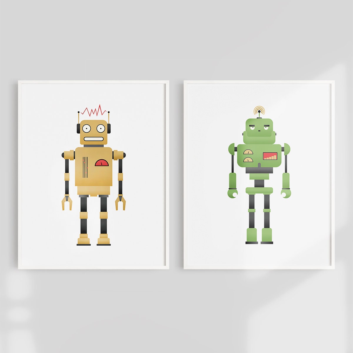 Kids Robot Art Robot Prints Robot Nursery Decor Set Of 2 | Etsy